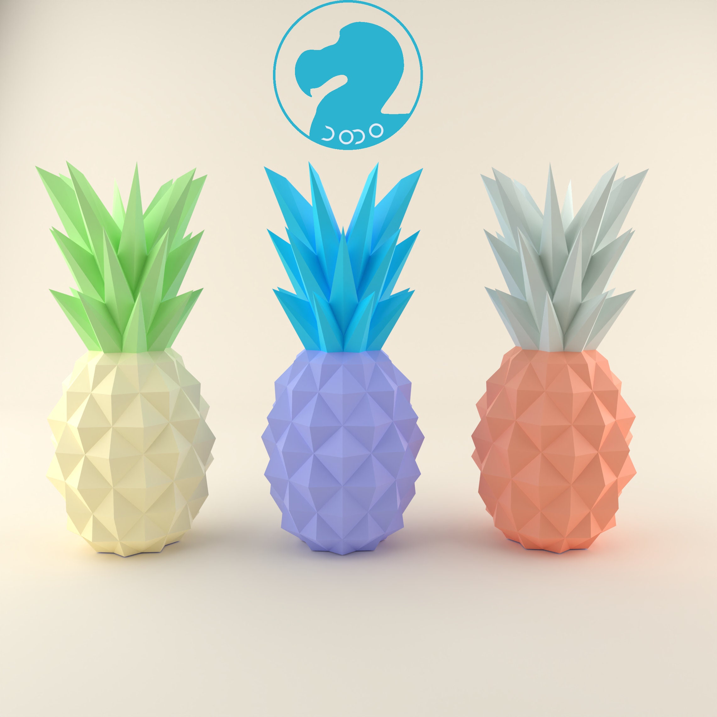 Pineapple Low Poly Papercraft PDF Template, Food Papercraft, Digital ...