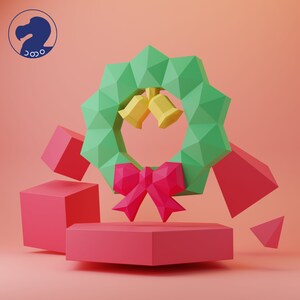 Papercraft Wreath, 3D Wreath, Christmas Wreath Papercraft Sculpture ...