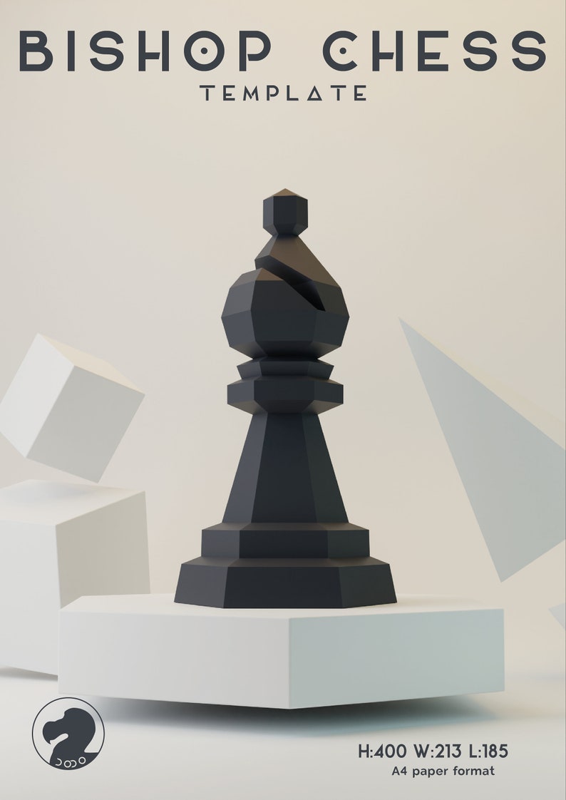 3D Bishop Chess Papercraft: Low Poly Sculpture Template (PDF) - Etsy