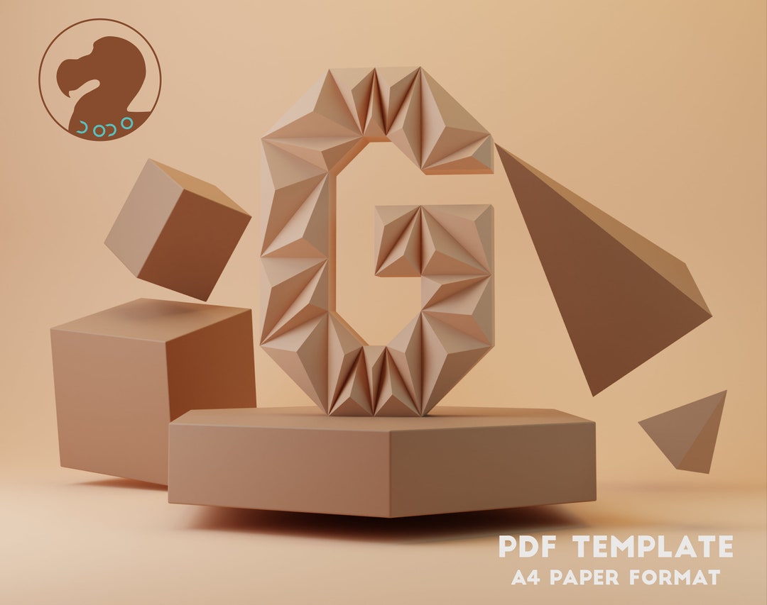 Papercraft 3D Letter G: Low Poly Alphabet Sculpture (PDF Template) - Etsy