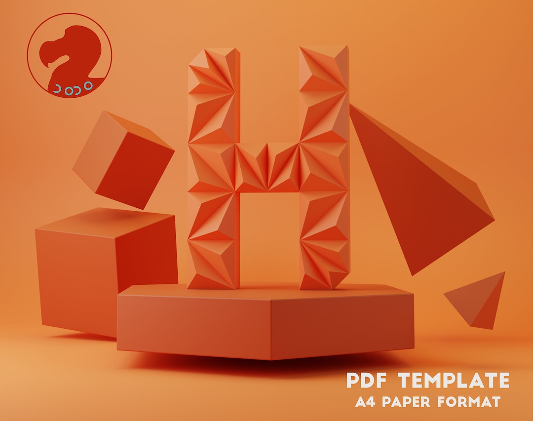 3D Papercraft H Letter Sculpture: Low Poly Alphabet (PDF Template ...
