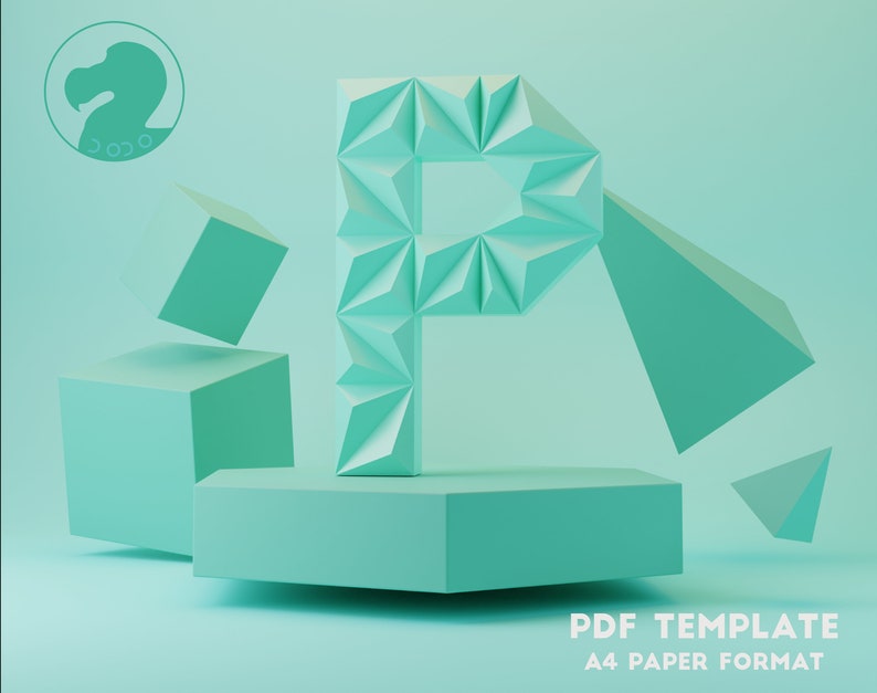 Papercraft 3D P LETTER Low Poly ALPHABET Decor for Home - Etsy