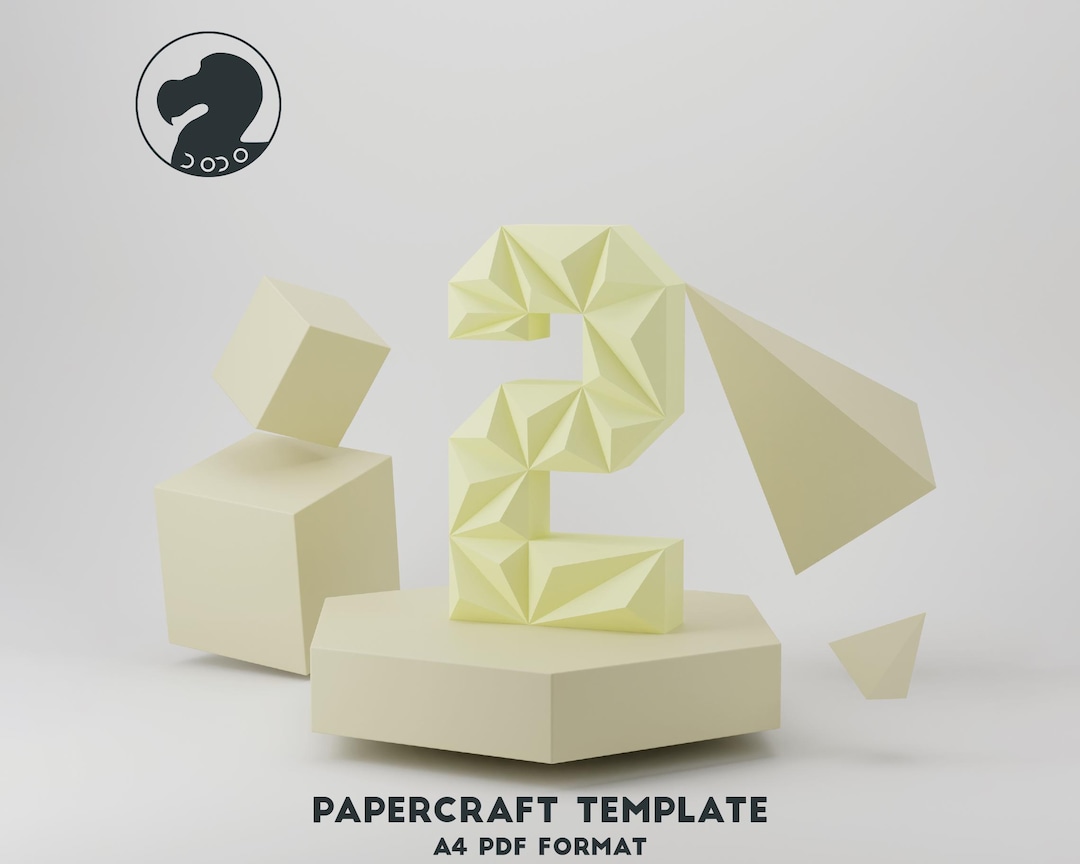 Low Poly Number, Digits Papercraft, Numbers Papercraft PDF Template 3d ...