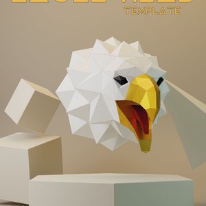 3D Eagle Head Papercraft: Low Poly DIY Wall Decor (PDF Template) - Etsy