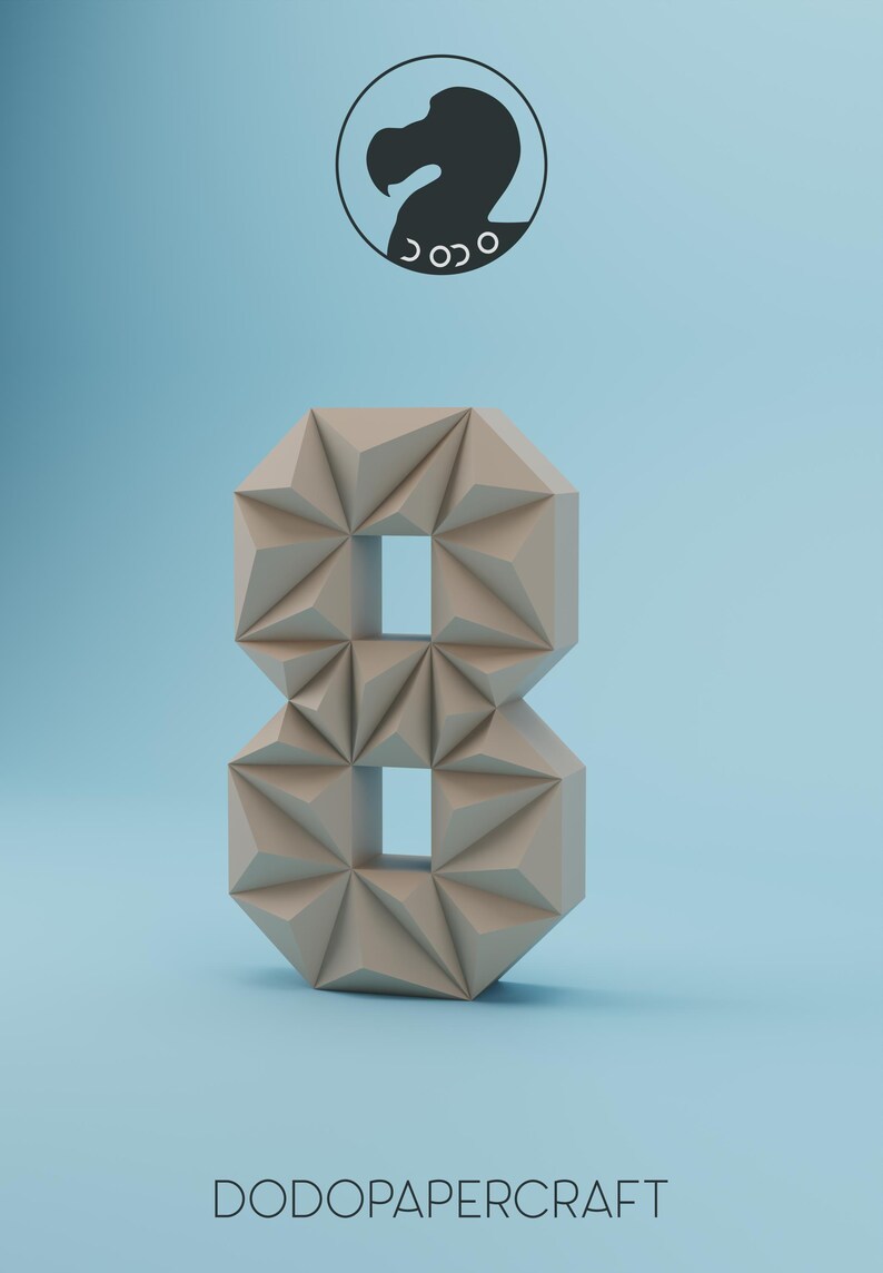 Low Poly Number 8 Papercraft: 3D Model Template (PDF) - Etsy