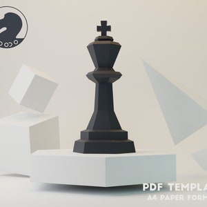 3D King Chess Papercraft Template,papercraft Chess Pieces,3d Chess, Low ...