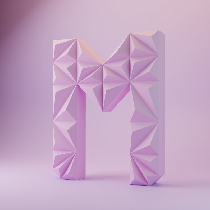 3D Low Poly Letter "m" Papercraft (PDF Template) - Etsy Canada