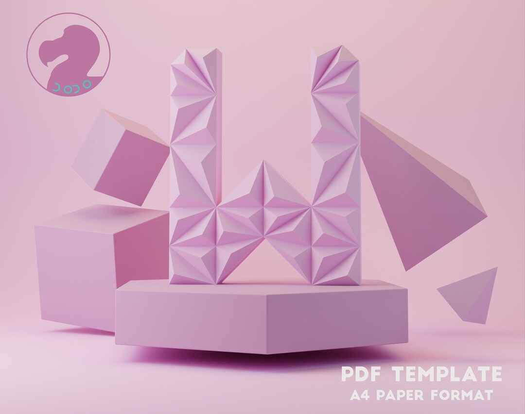 Papercraft 3D W LETTER, Low Poly ALPHABET, Decor for Home, Letter ...