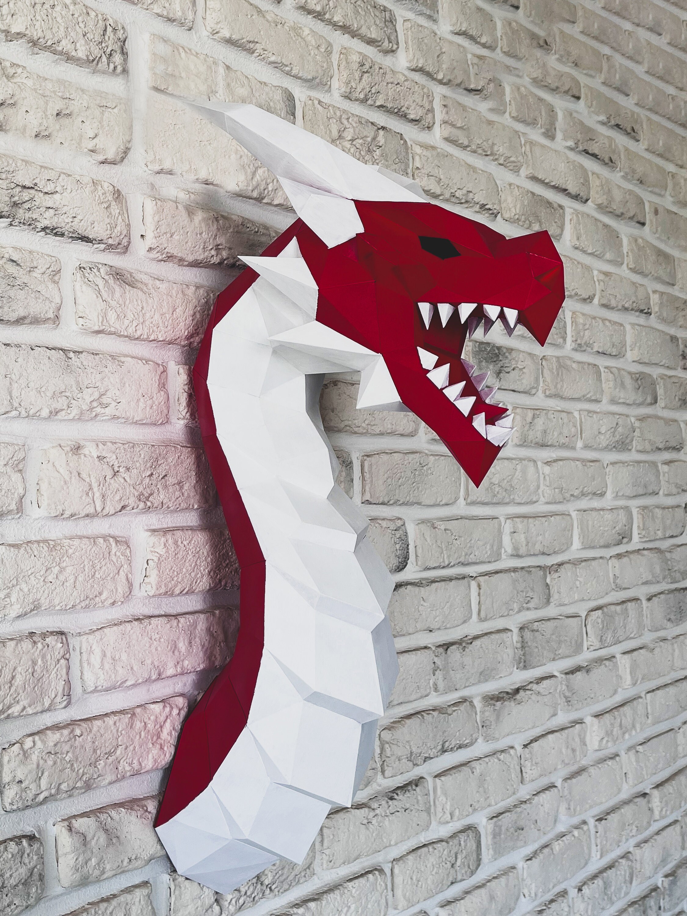 Papercraft 3D DRAGON HEAD Low Poly Dragon Wall Decor for - Etsy