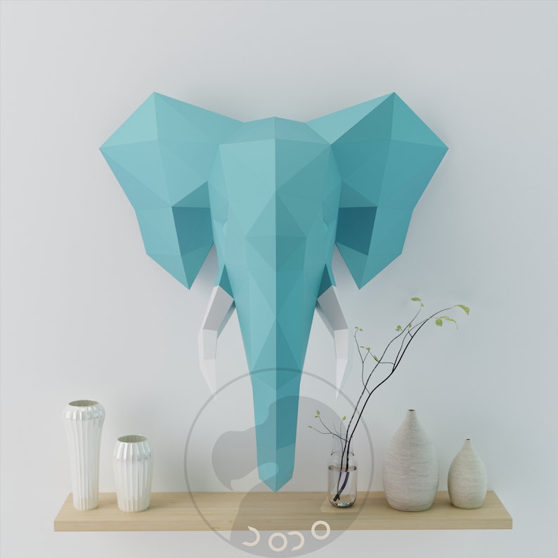 Elephant Papercraft Head Low Poly 3D Papercraft Paper - Etsy