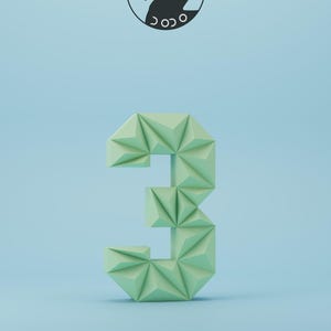 Low Poly Number, Digits Papercraft, Numbers Papercraft PDF Template 3d ...