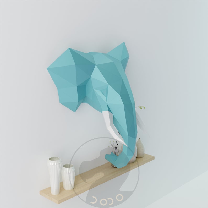 Elephant Papercraft Head Low Poly 3D Papercraft Paper - Etsy