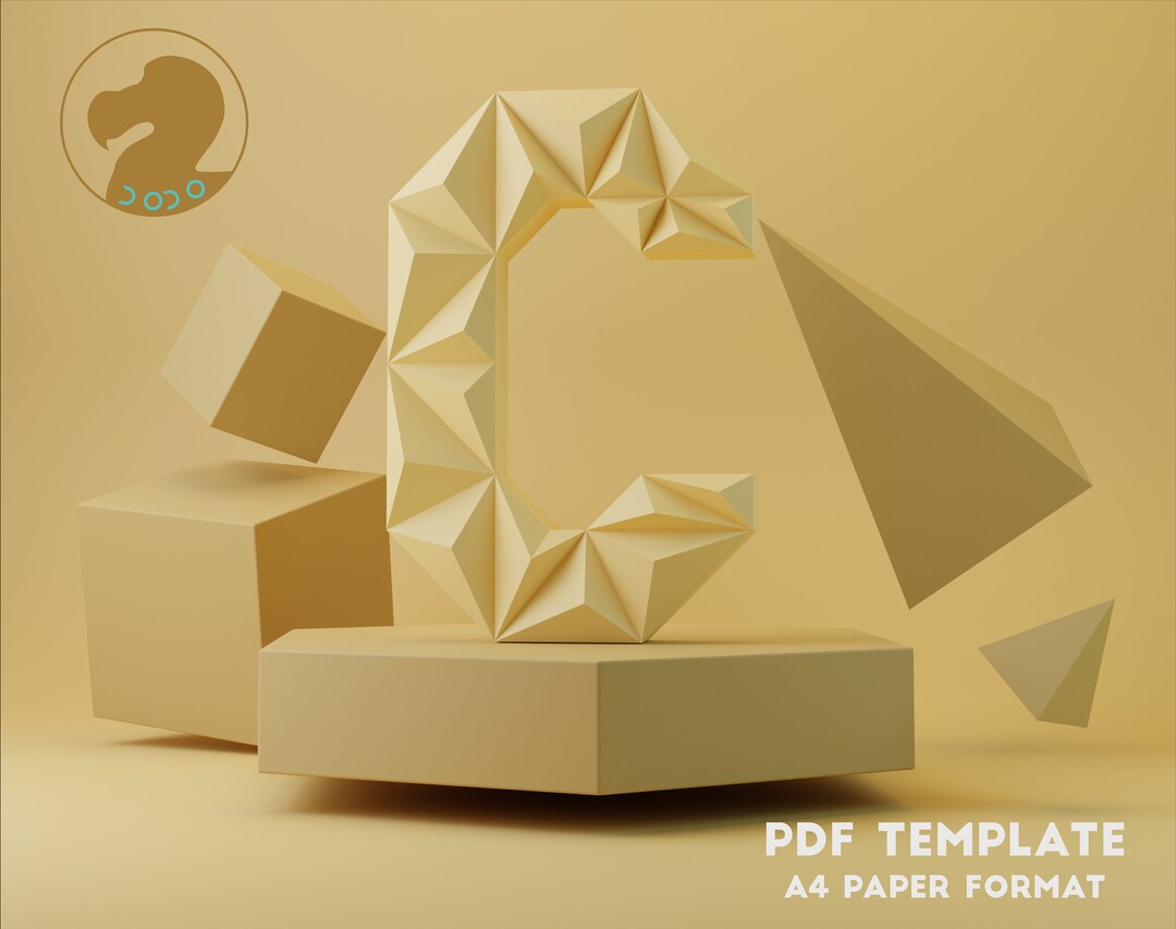 Papercraft 3D C LETTER, Low Poly ALPHABET, Decor for Home, Letter ...