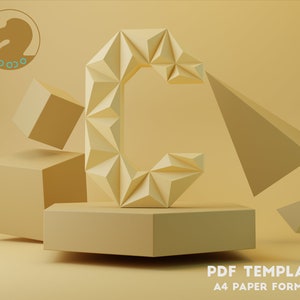 Papercraft 3D C LETTER, Low Poly ALPHABET, Decor for Home, Letter ...