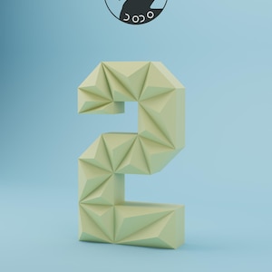 Low Poly Number, Digits Papercraft, Numbers Papercraft PDF Template 3d ...