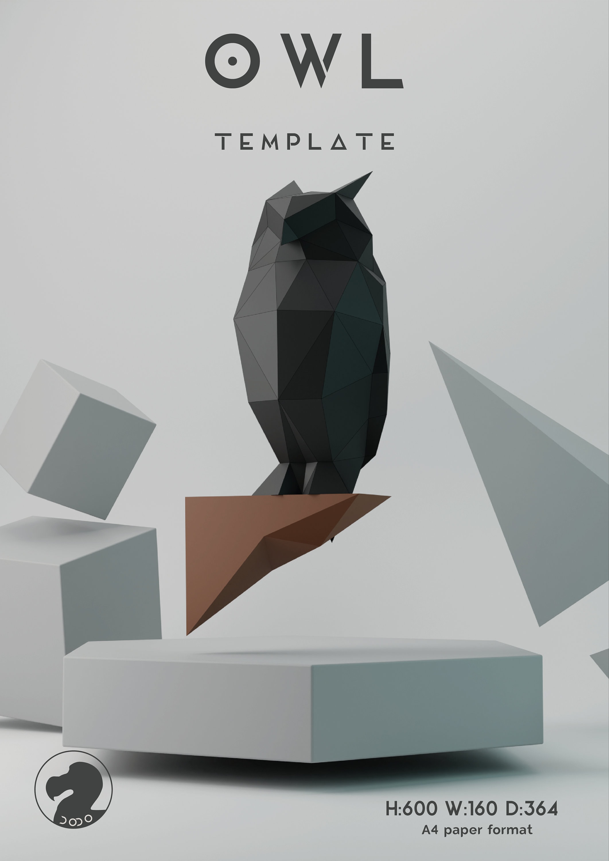 BÚHO en RAMA Papercraft Búho Low Poly Decoración de pared - Etsy México