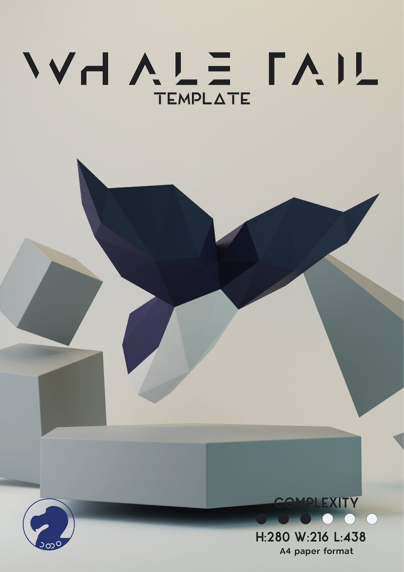 Whale Tail Papercraft: Low Poly 3D Sculpture (PDF Template) - Etsy