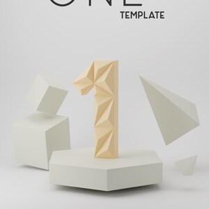Low Poly Number, Digits Papercraft, Numbers Papercraft PDF Template 3d ...