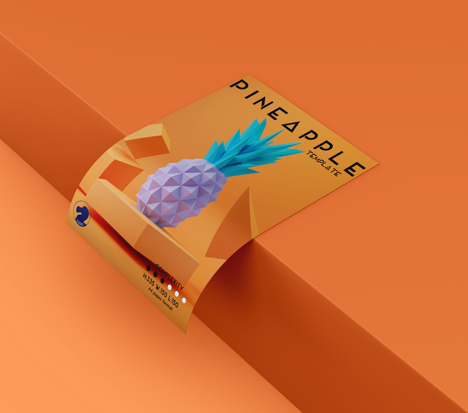 Pineapple Low Poly Papercraft: DIY 3D Model Template (PDF) - Etsy