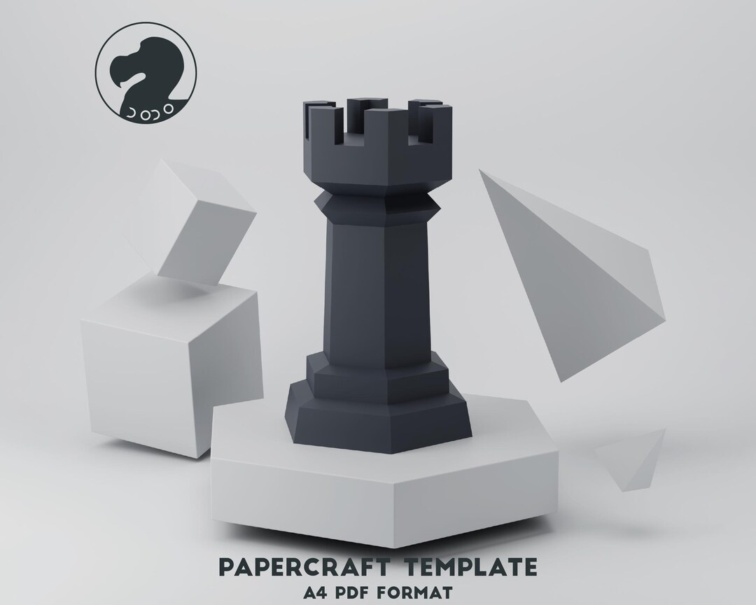 3D Rook Chess Papercraft Template: Low Poly Sculpture (PDF) - Etsy