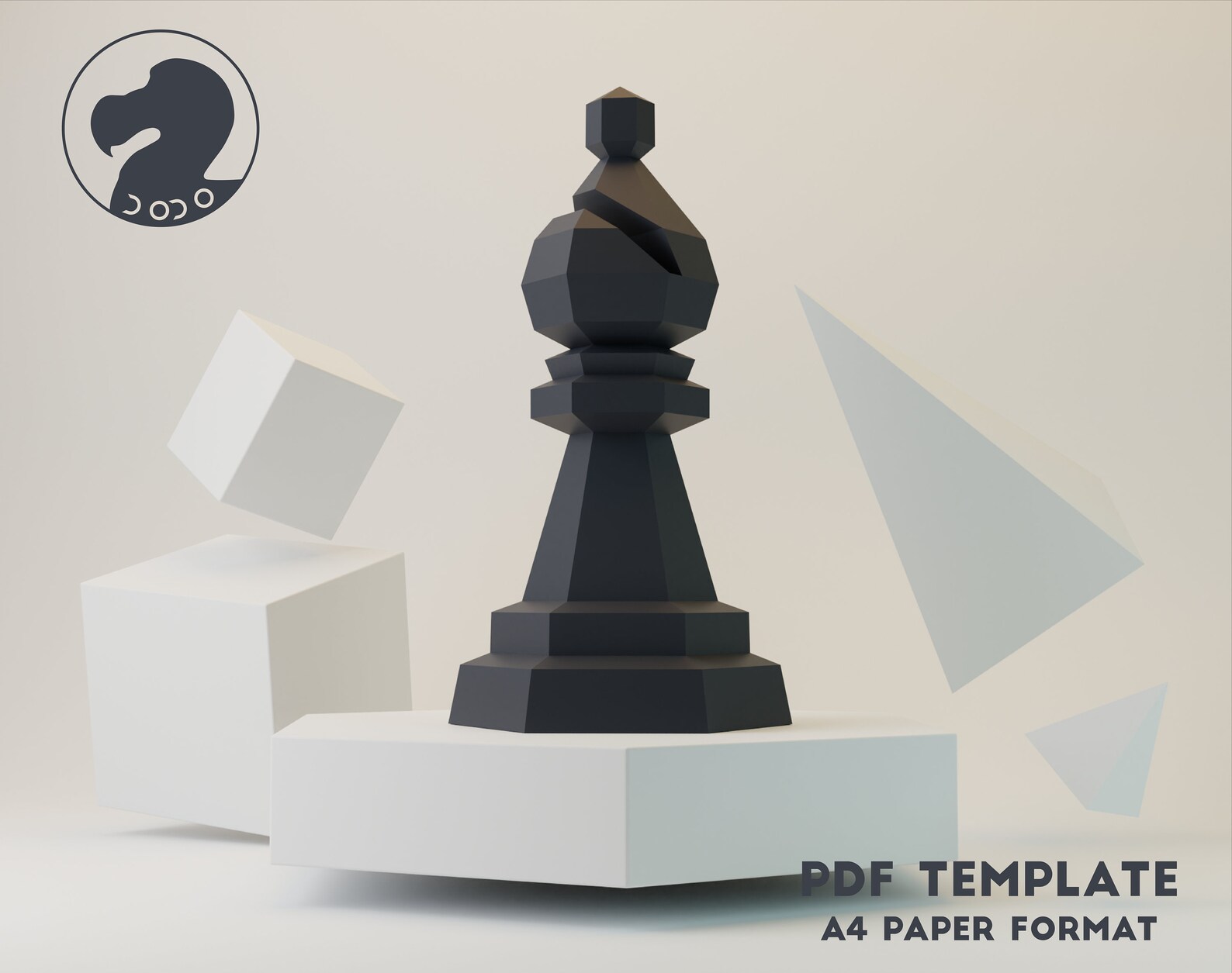 3D Bishop Chess Papercraft Template,papercraft Chess Pieces,3d Chess ...