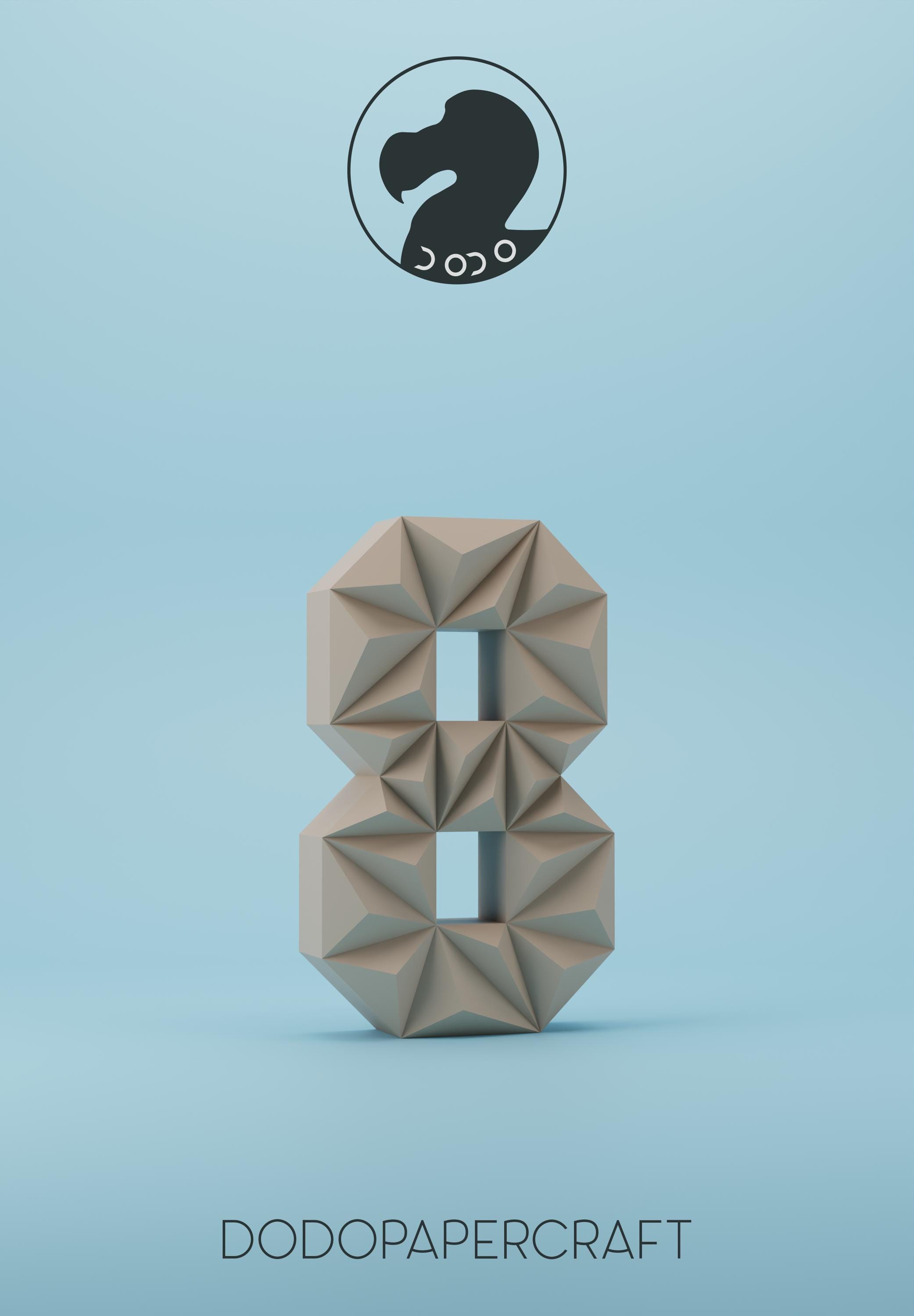 Low Poly Number 8 Papercraft: 3D Model Template (PDF) - Etsy