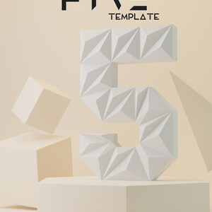 Low Poly Number, Digits Papercraft, Numbers Papercraft PDF Template 3d ...