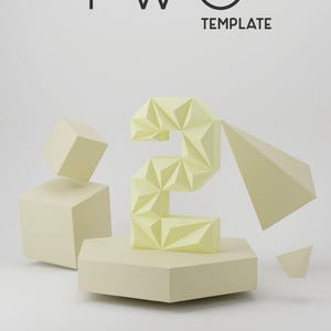 Low Poly Number, Digits Papercraft, Numbers Papercraft PDF Template 3d ...