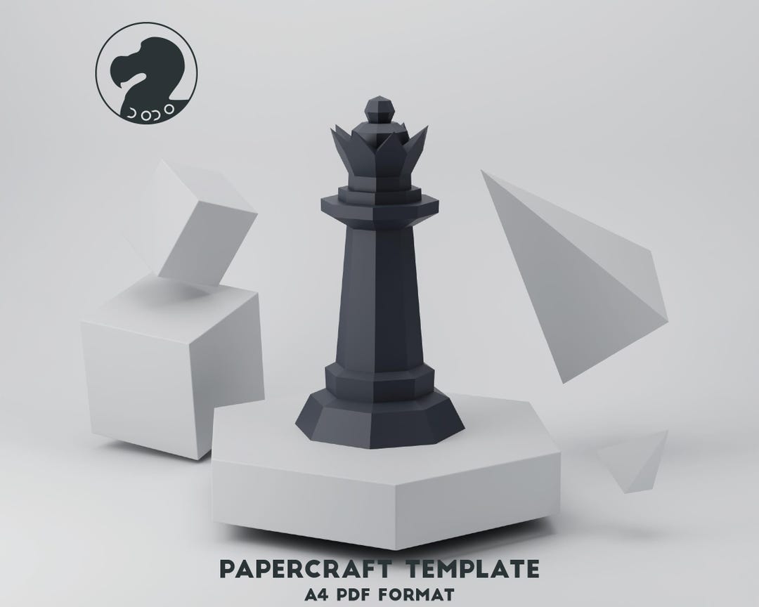 3D Queen Chess Papercraft Template,papercraft Chess Pieces,3d Chess ...