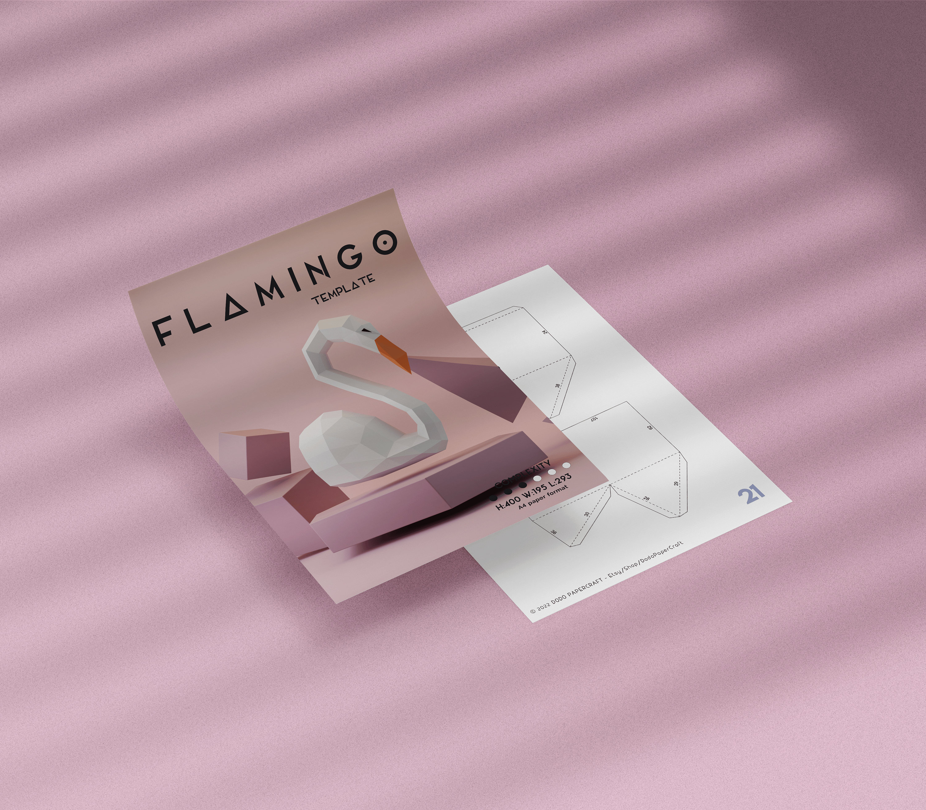 FLAMINGO Paper Craft Digital Template Origami PDF Template - Etsy