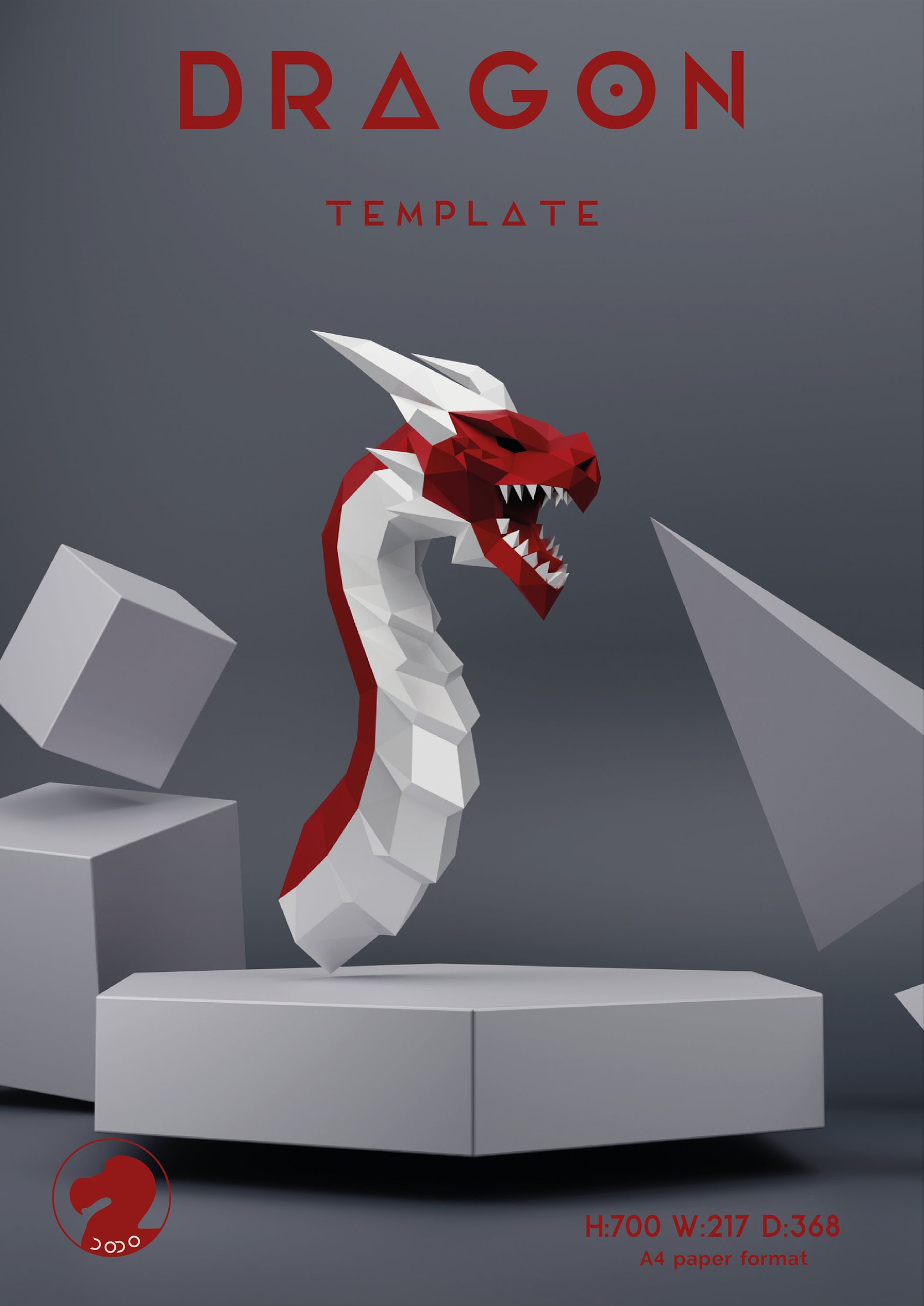 Papercraft 3D DRAGON HEAD, Low Poly Dragon Wall Decor for Home, Dragon ...
