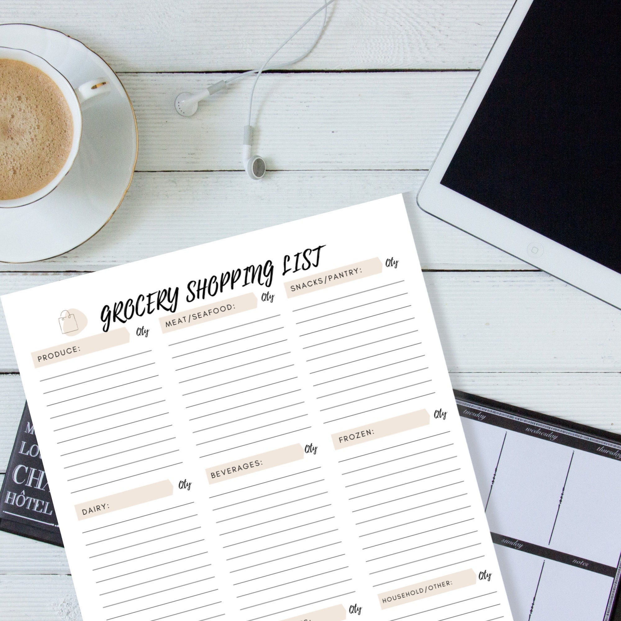 Printable Grocery List, Digital Grocery List, Digital Meal Planner ...