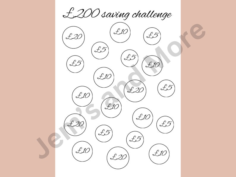 Digital Download Saving Challenge Save Two Hundred Pounds Tracker - Etsy