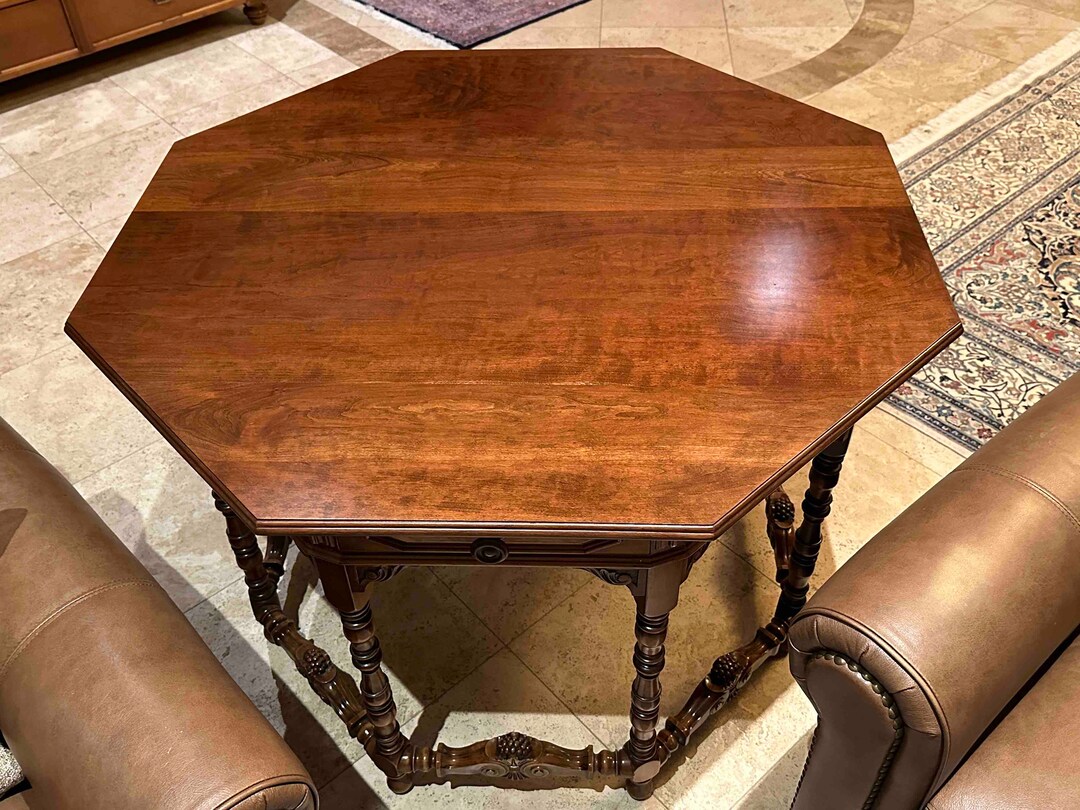 19th Century Victorian Octagonal Cherry and Walnut Side Table - Etsy