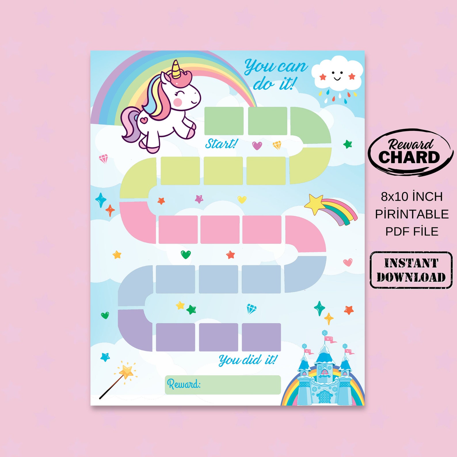 Unicorn Reward Chart, Daily Chore Chart, Printable Unicorn Behavior ...