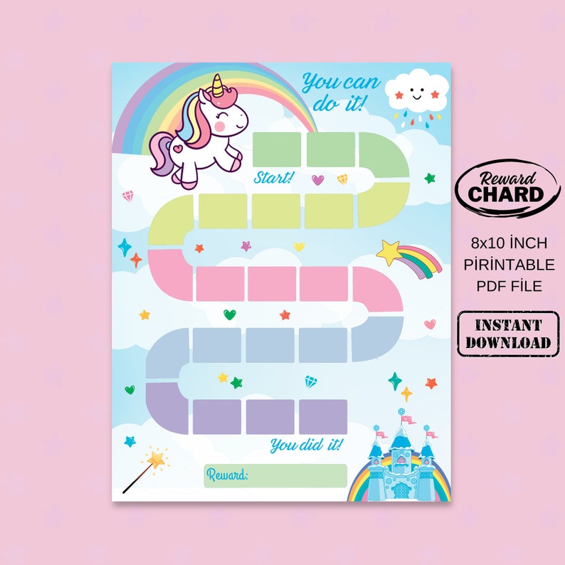 Unicorn Reward Chart, Daily Chore Chart, Printable Unicorn Behavior ...