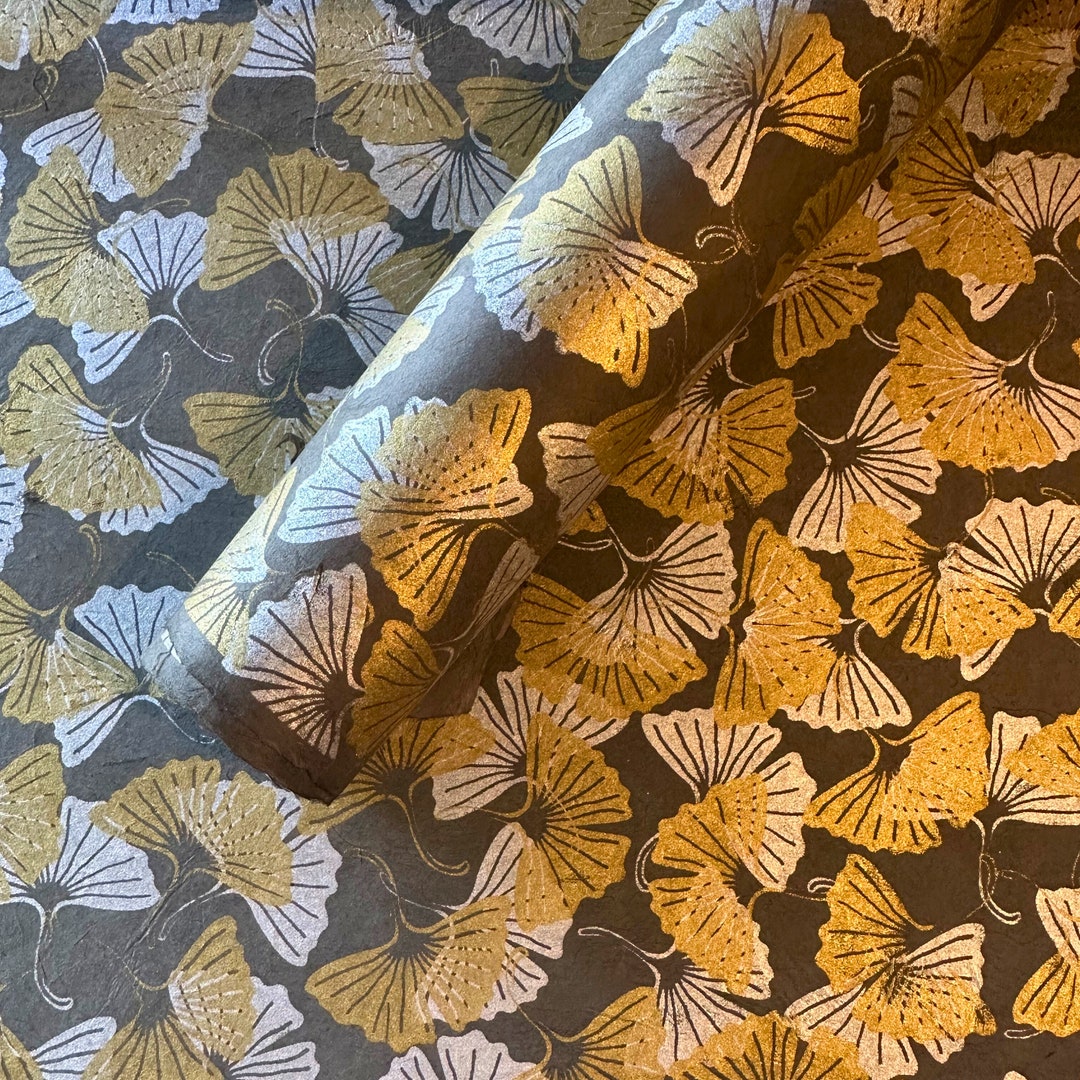 Lokta Paper Sheet - Ginkgo Leaves | Decorative Paper | Collage | Junk ...