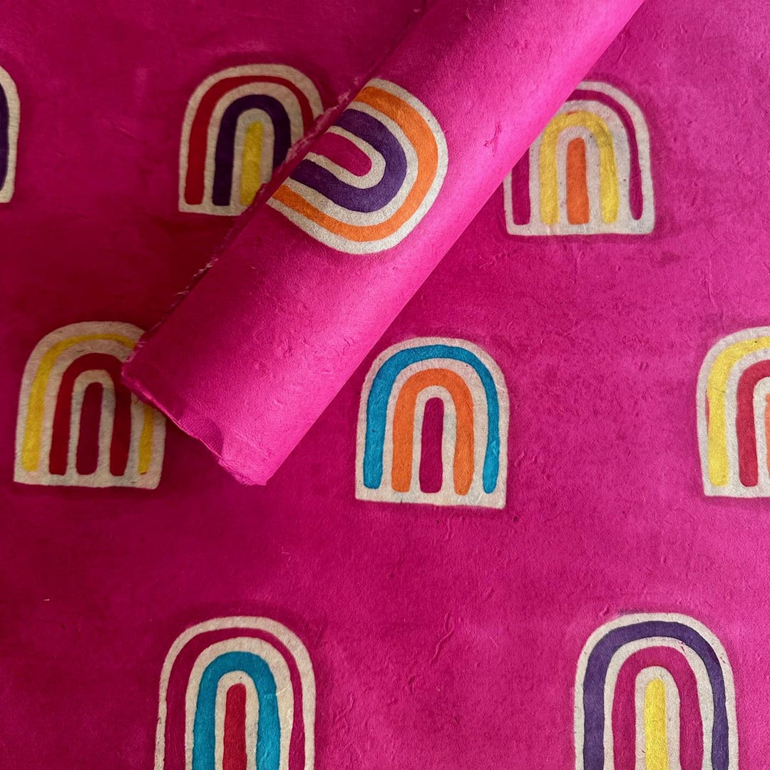 Rainbow Batik Lokta Paper Sheet: Hot Pink Decorative Handmade Paper - Etsy