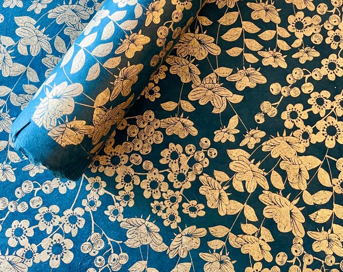 Lokta Paper Sheet Gold Cherry Blossoms Decorative Paper Collage Junk ...