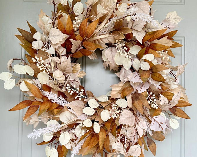 Fall Wreath, Fall Grapevine Wreath, Neutral Fall Wreath, BOHO Fall ...