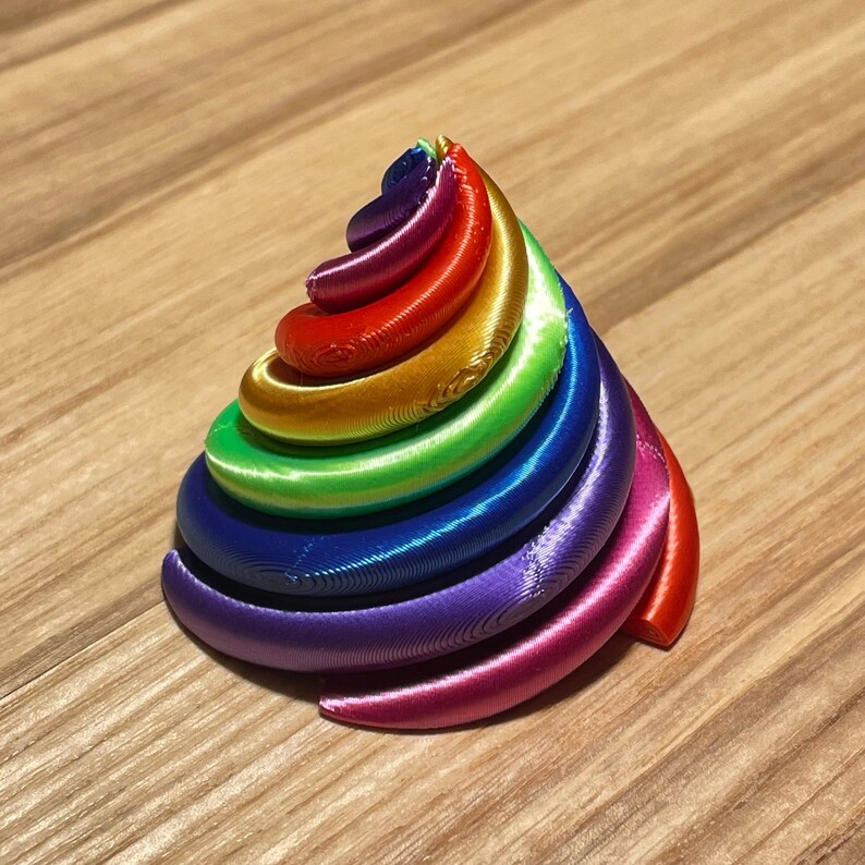Rainbow Poop Fidget Sphere Poop Emoji 3D Print Trisection Toy Twist ...