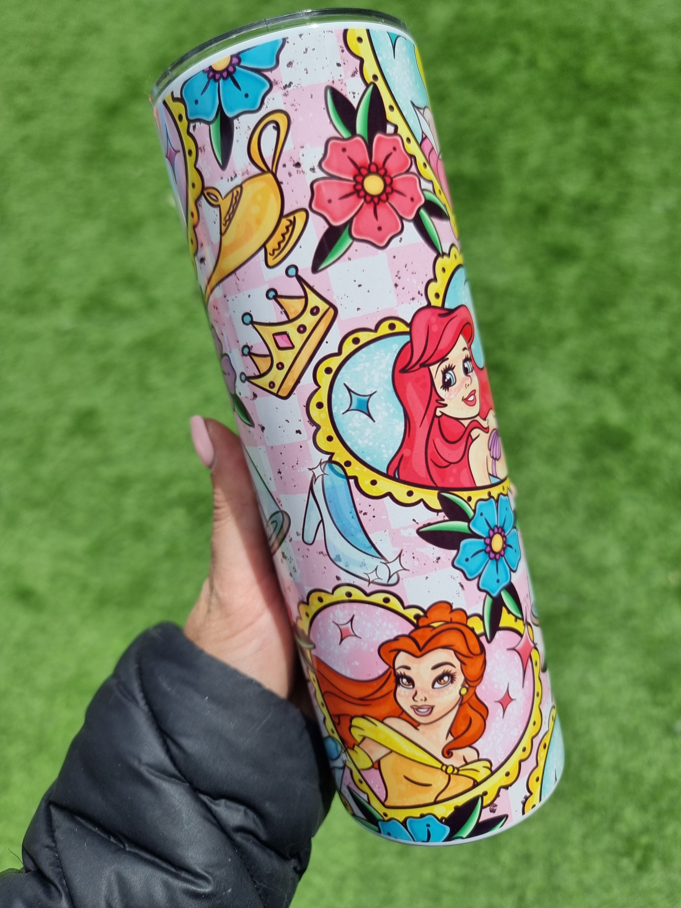 Disney Princess Tattoo Style Metal 20oz Tumbler Hot and Cold - Etsy