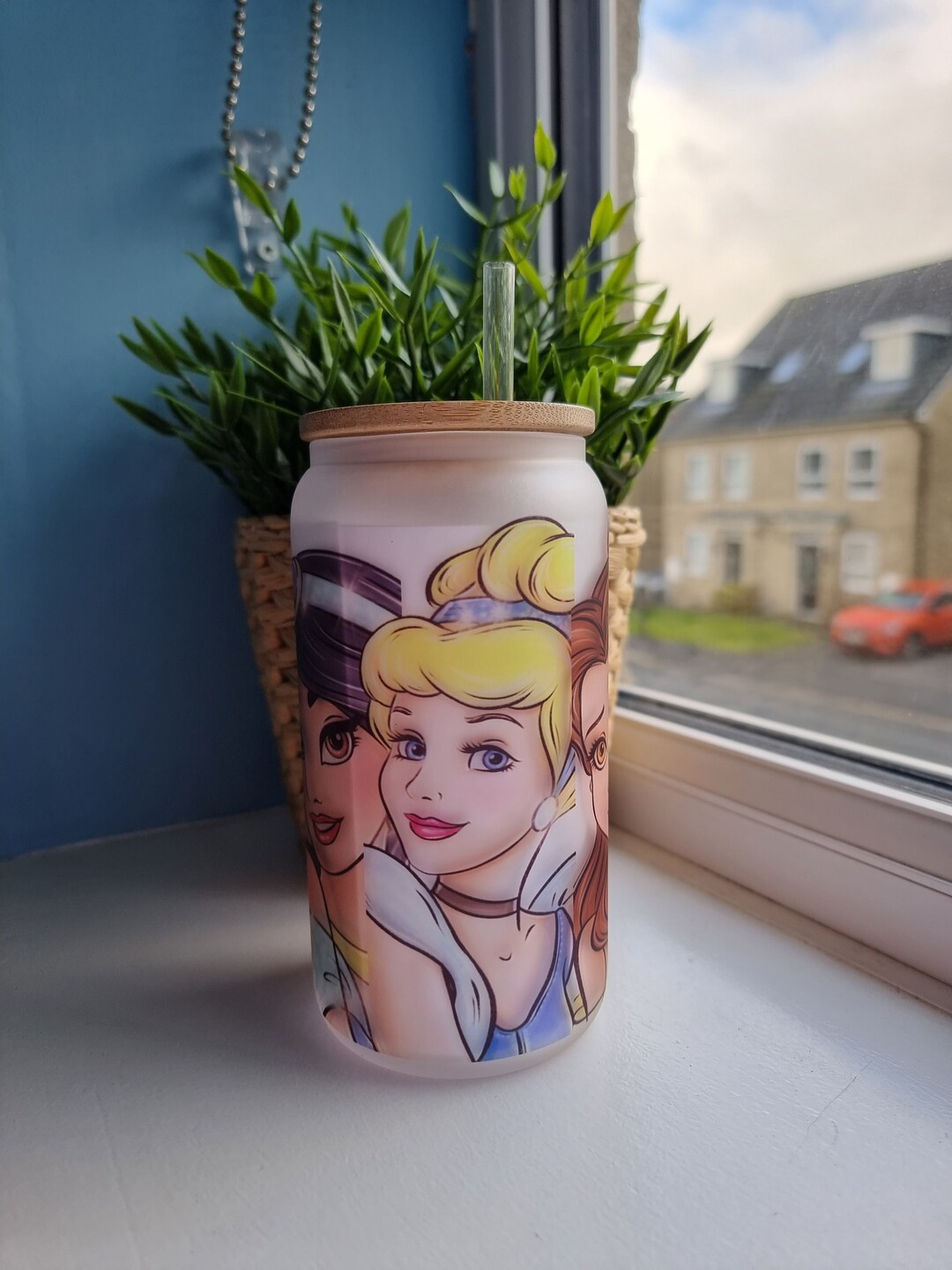 Disney Princess Glass Cup 16oz Libbey Beer Can Style Glass Cup With ...