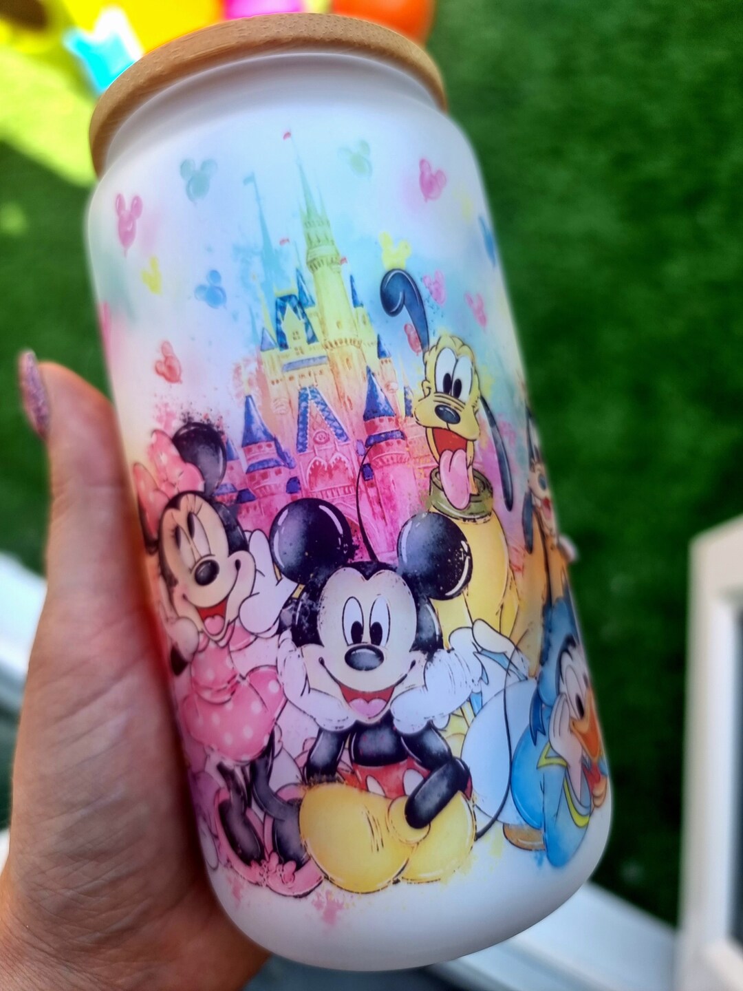 Mickey Minnie and Friends Glass Cup | 16oz Libbey Beer Can Style With ...