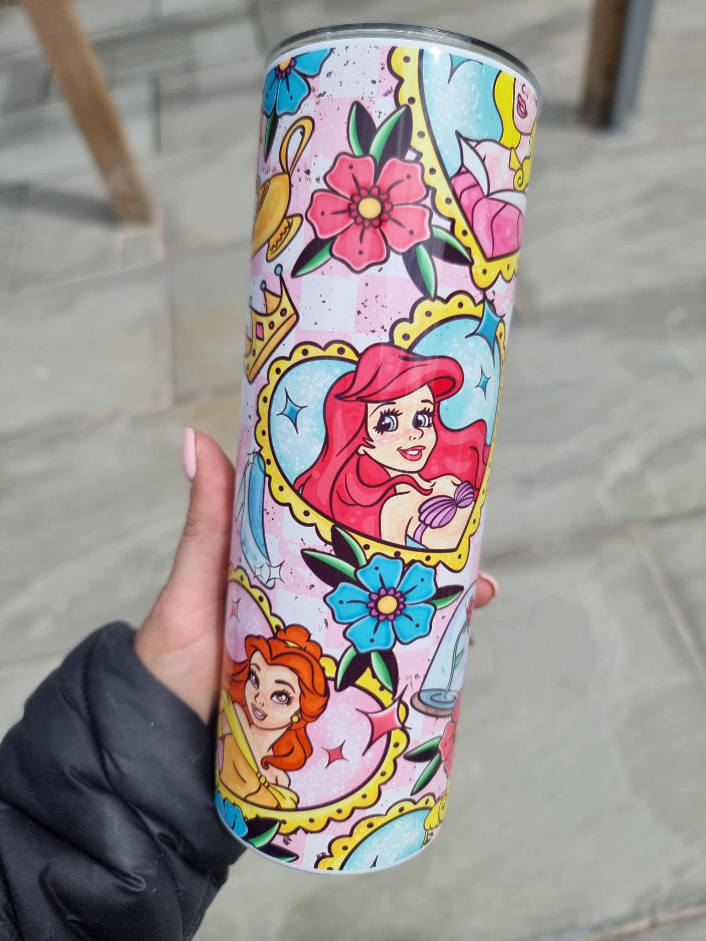 Disney Princess Tattoo Style Metal 20oz Tumbler Hot and Cold - Etsy
