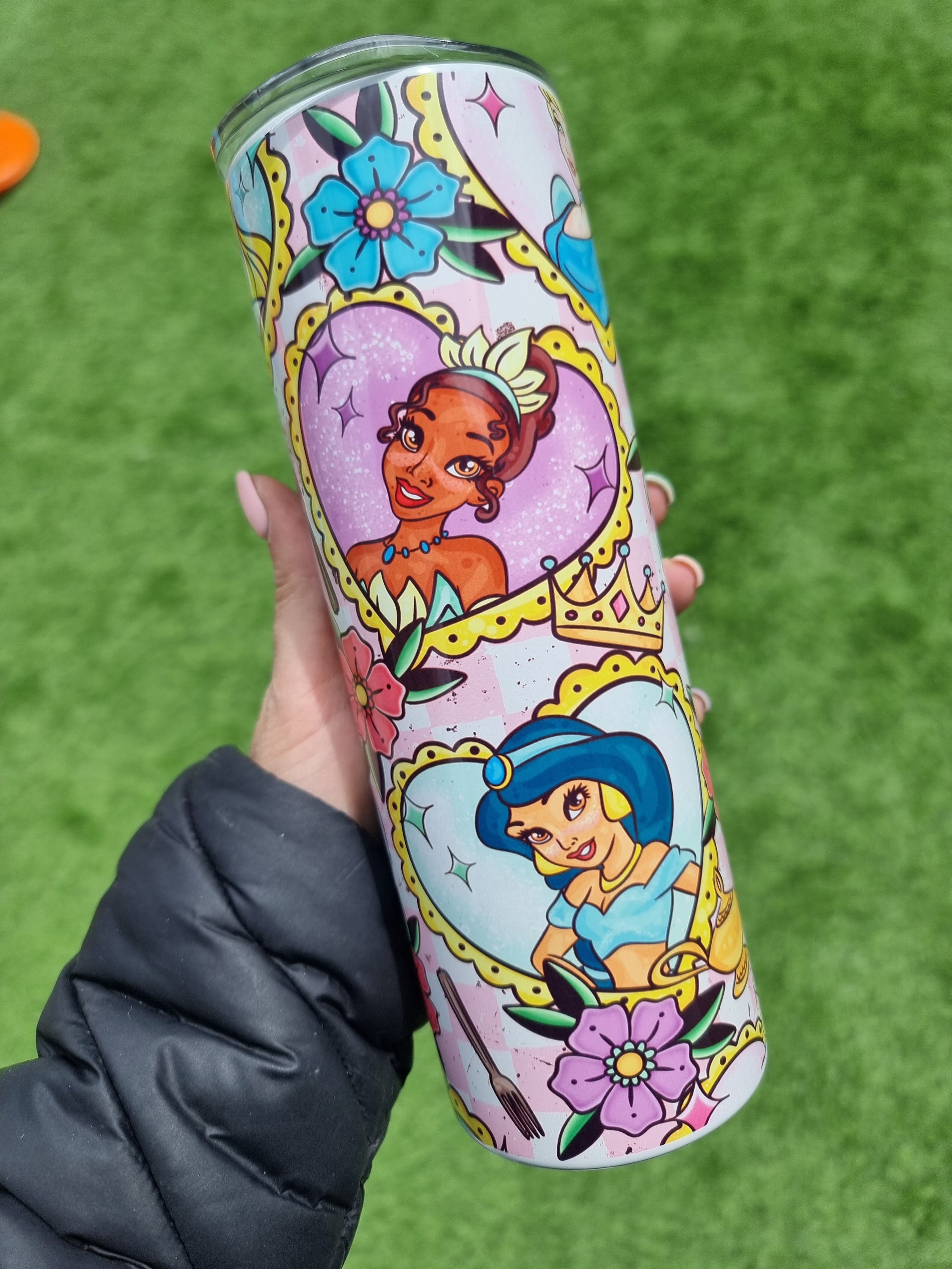 Disney Princess Tattoo Style Metal 20oz Tumbler Hot and Cold - Etsy
