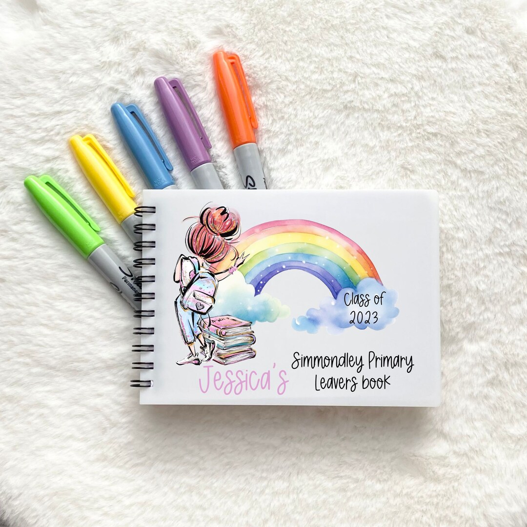 School Leavers Book A6 Watercolour School Girl Signature Photo ...