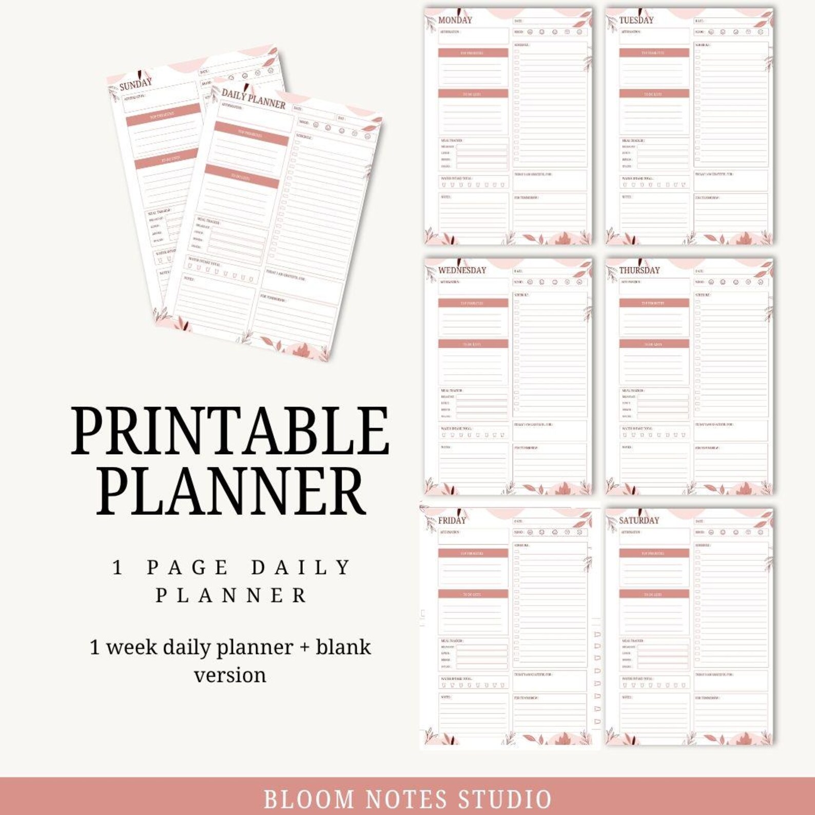 2025 Printable Daily Planner A4 A5 | Bright Minimal PDF| Meal Tracker ...