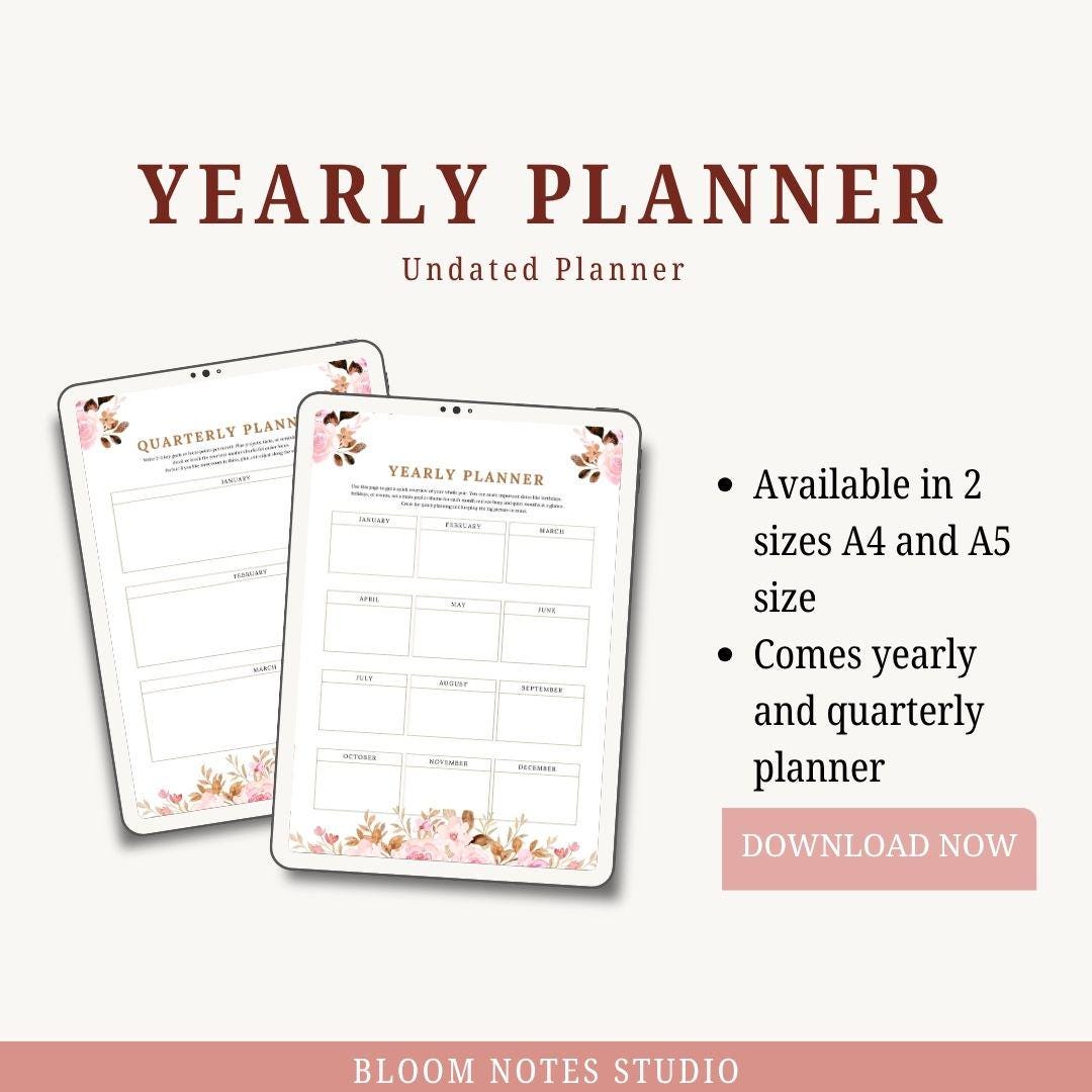 2025 Printable Yearly Planner A4 A5 | Bright Minimal PDF | Instant ...