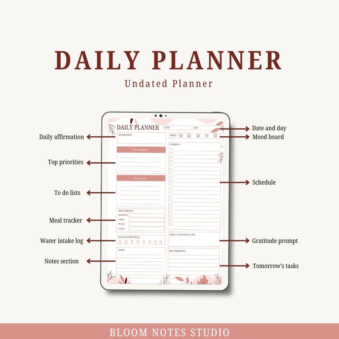 2025 Printable Daily Planner A4 A5 | Bright Minimal PDF| Meal Tracker ...
